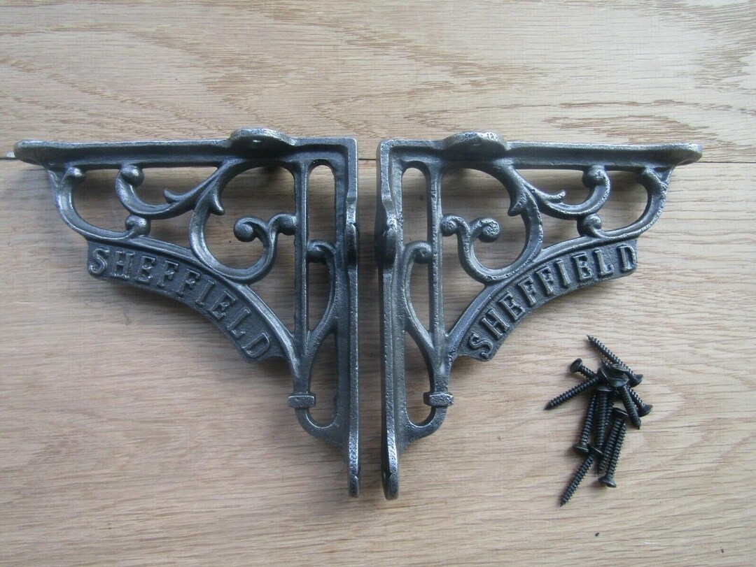 Rustic Iron Shelf Brackets Shelving Vintage Old Style Shelving Support ...