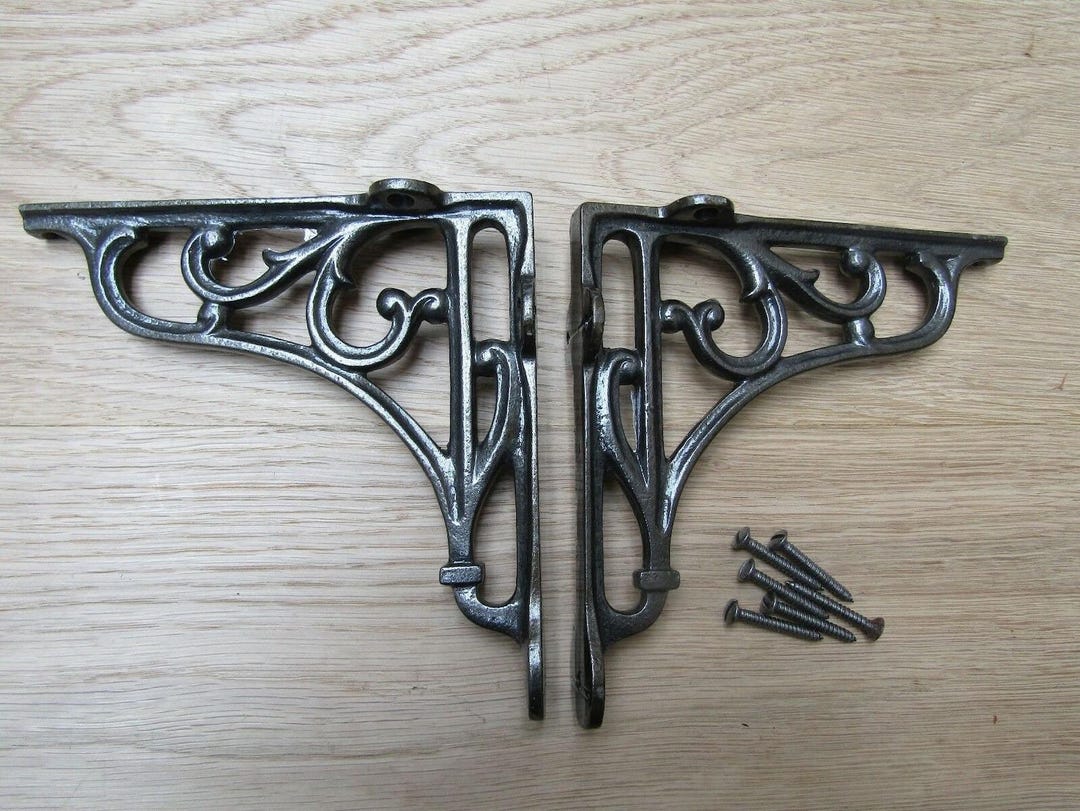 Rustic Iron Shelf Brackets Shelving Industrial Vintage Old Style ...