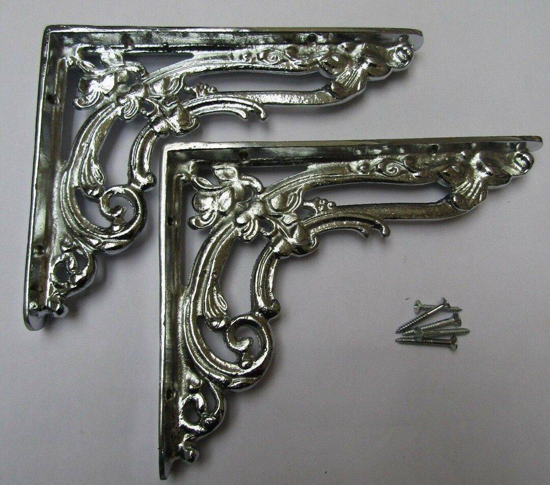 Rustic Iron Shelf Brackets Shelving Vintage Old Style Fancy Shelving ...