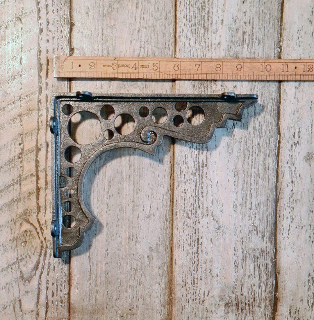 Rustic Iron Shelf Brackets Shelving Vintage Old Style Fancy Decorative ...
