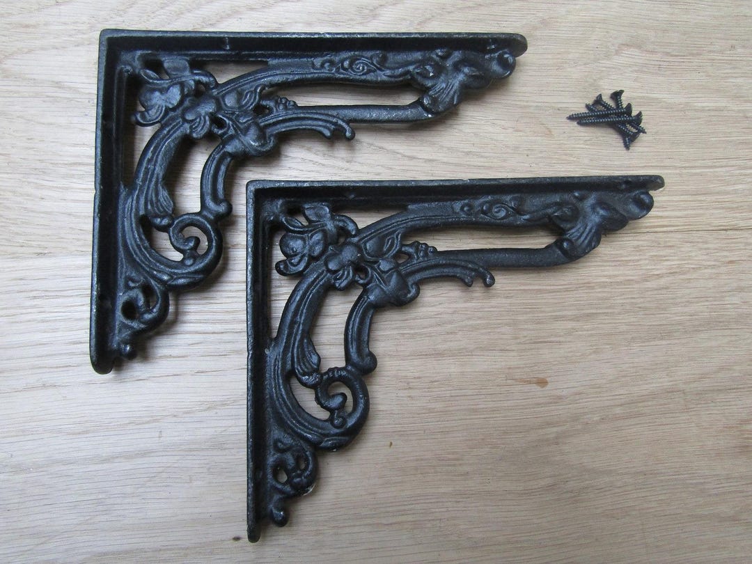 Rustic Iron Shelf Brackets Shelving Vintage Old Style Fancy Shelving ...