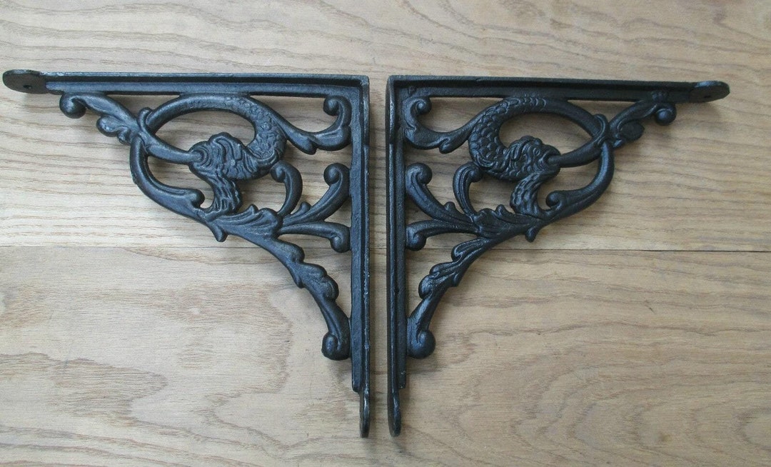 Rustic Iron Shelf Brackets Shelving Vintage Old Style Fancy Decorative ...