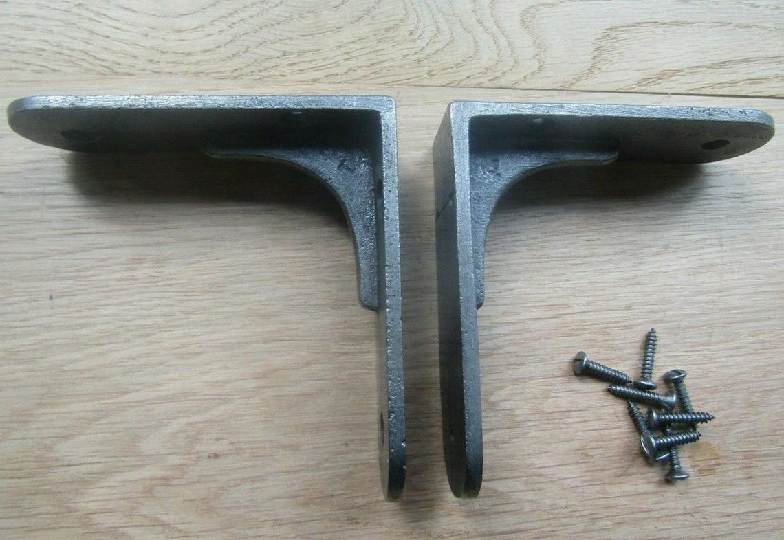 Rustic Iron Shelf Brackets Shelving Industrial Vintage Old Style ...