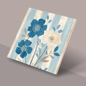 Blue Floral Wall Art Print | Cottagecore Botanical Print | Rustic ...