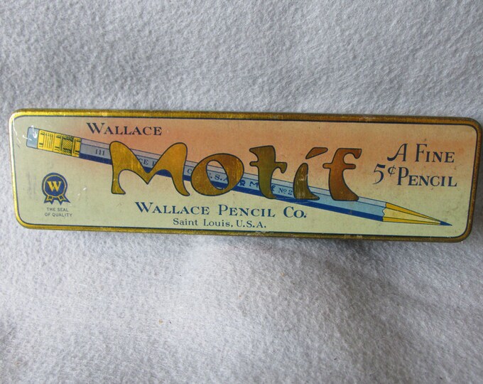 Antique 5 Cent Wallace Pencil Box, Advertising Tin With Great Graphics ...
