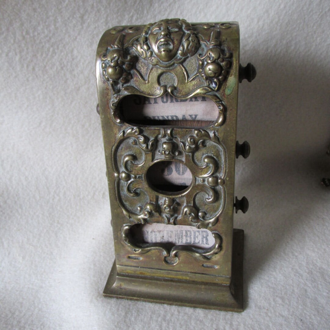 Antique 19thc Victorian Bronze Desk Top Perpetual Calendar, Mythology ...