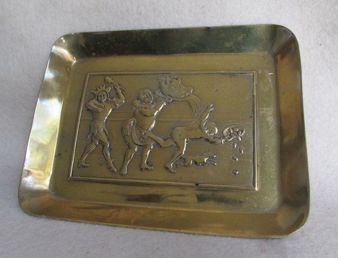Antique Bronze Calling Card Tray With Chef & Jester Clown - Etsy