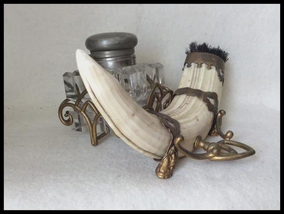 Antique 19thc Victorian Inkwell, Pen Wipe, Writing, Desk Accessory - Etsy