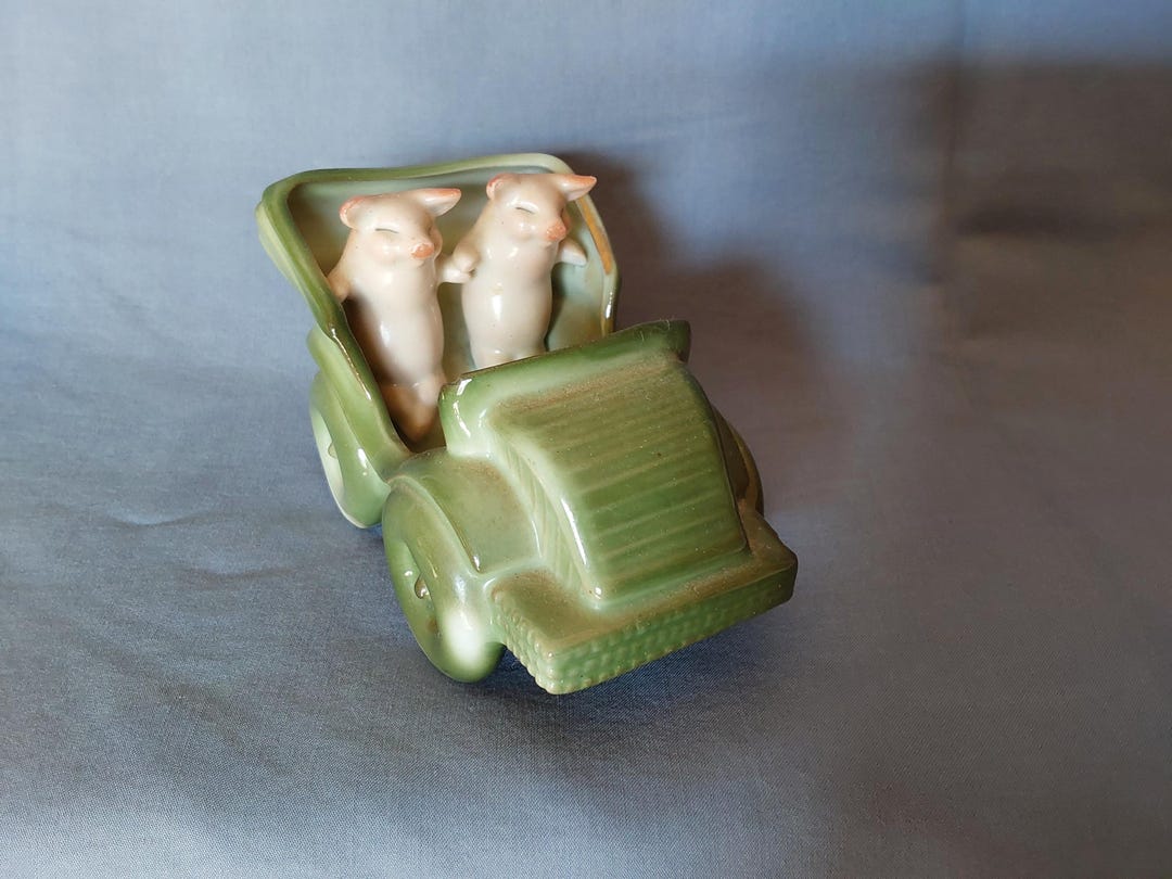 Antique German Pink Pigs Driving a Car Figurine, Fairing - Etsy