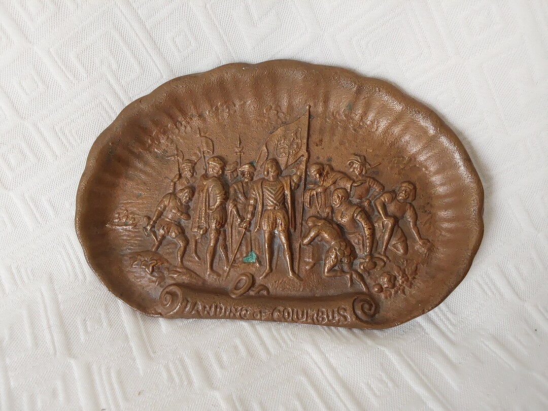 Antique Bronze Christopher Columbus Desk Tray - Etsy