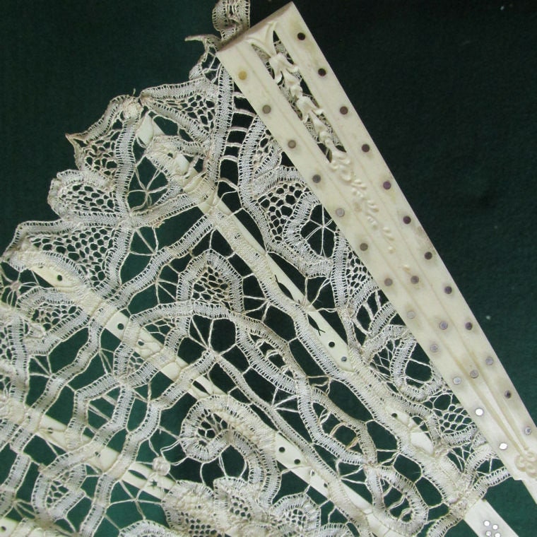 Antique Circa 1880s European Hand Made Lace Ladies Fan, Fashion ...