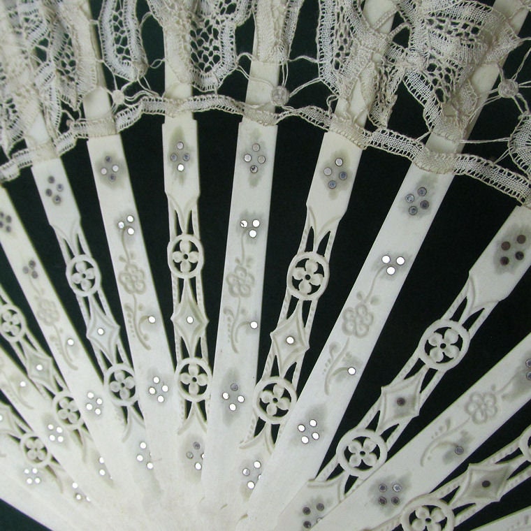 Antique Circa 1880s European Hand Made Lace Ladies Fan, Fashion ...