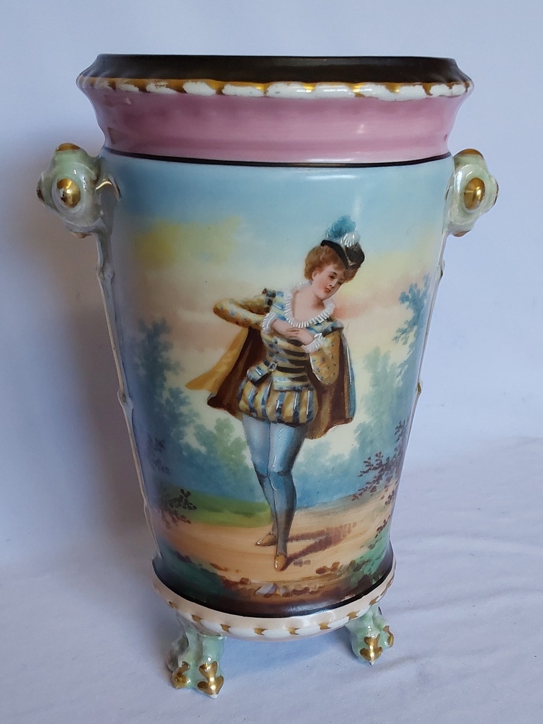 Antique 19thc Old Paris Porcelain Jardiniere, Planter, Vase With Lady ...