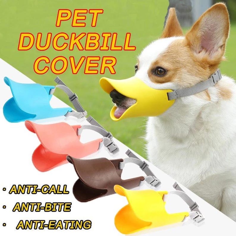 Dog Duckbill Muzzle Set Anti-bite, Anti-bark, Anti-chew, Adjustable ...