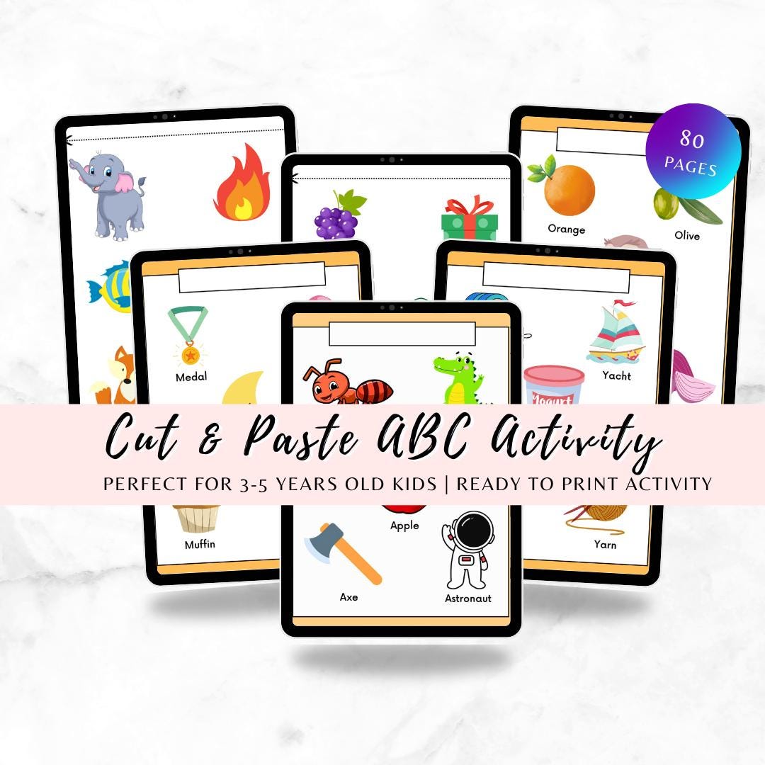 Alphabet Cut & Paste Activity: Preschool Kindergarten Abcs (PDF) - Etsy