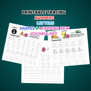 Printable Tracing Numbers, Letters, Shapes and Learning New Vocabulary ...