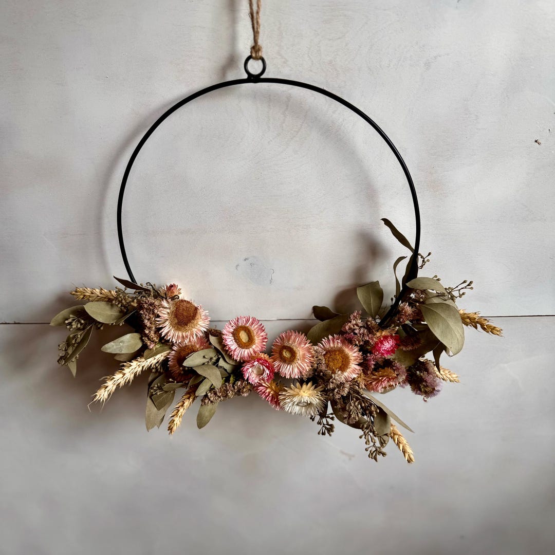 Gypsy Garden Wreath Boho Rustic Chic Dried Flower Wreath Natural ...