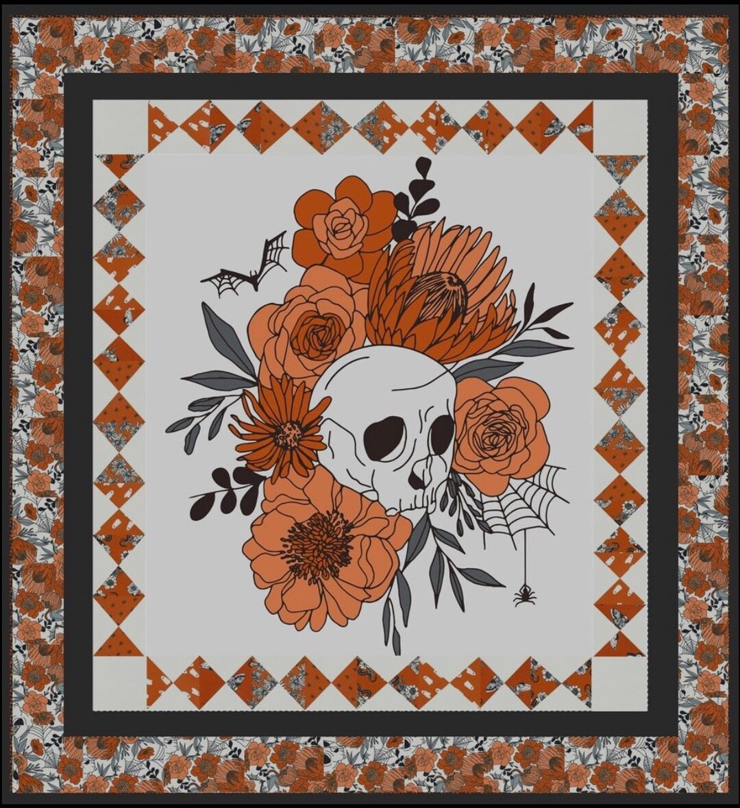 Noir Skeleton Floral Quilt Kit, Skeleton Floral Quilt, Noir Floral ...