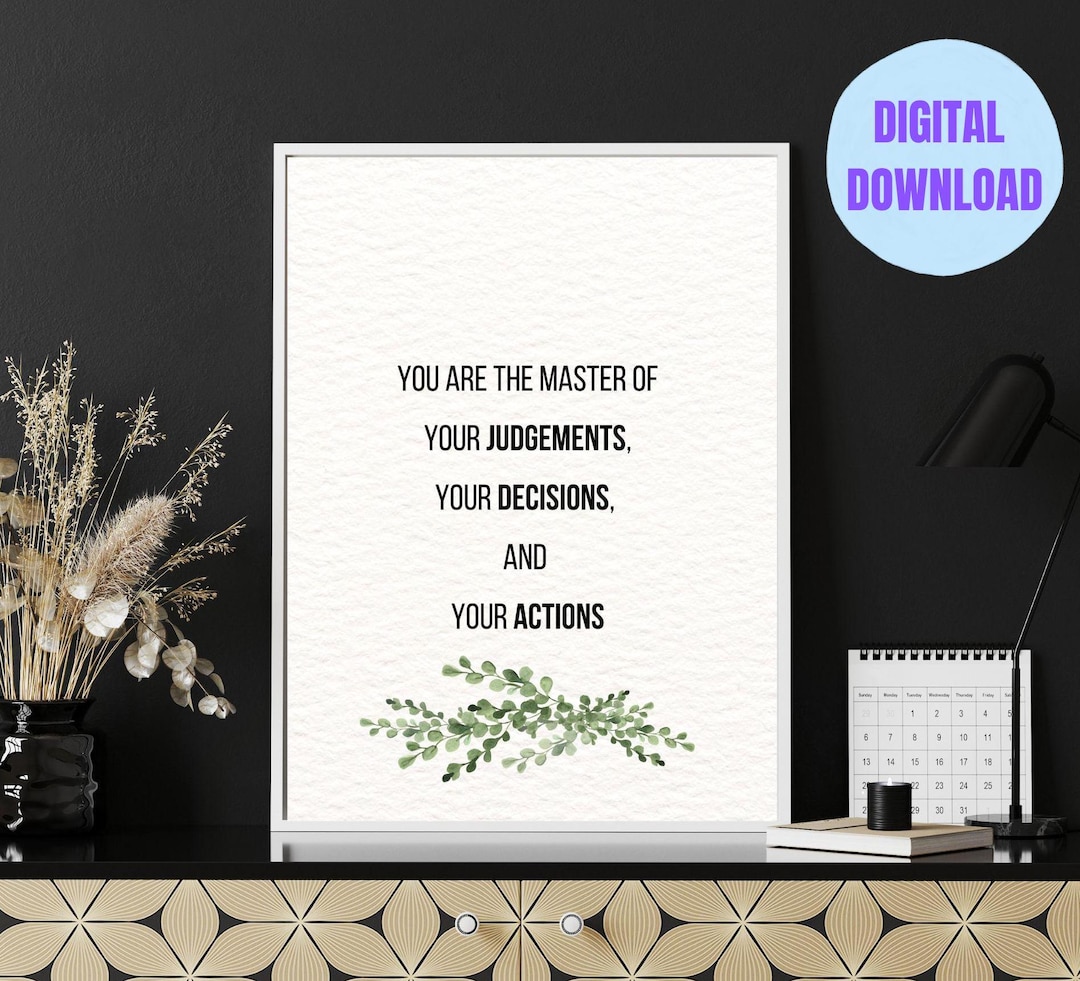 Inspirational Wall Art Print – Motivational Quote 'you Are the Master ...
