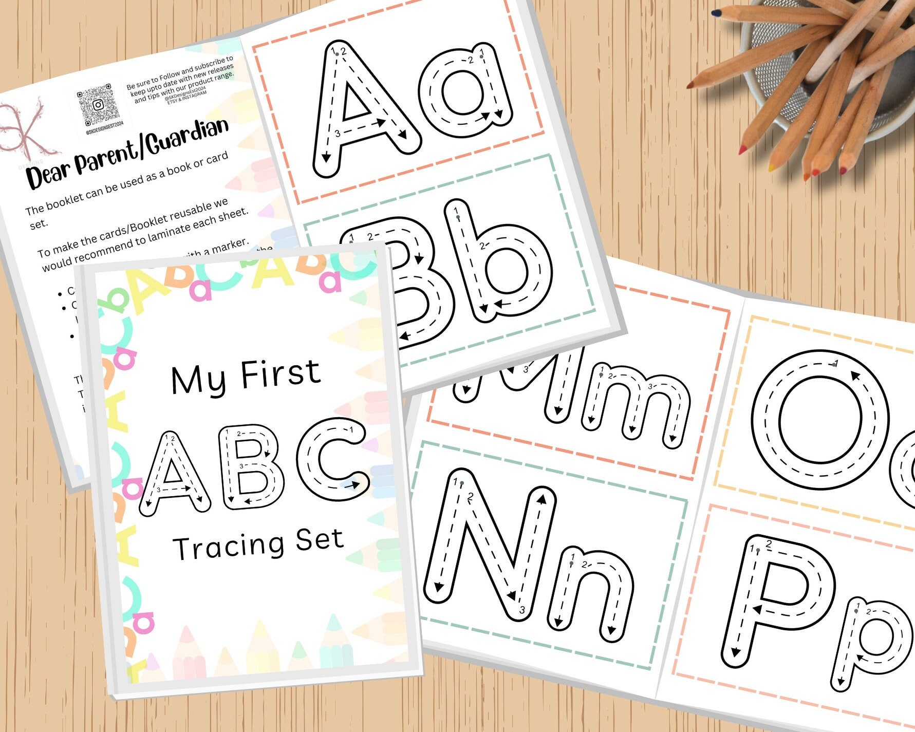 Preschool/toddler Alphabet Tracing Booklet/card Set. Multi Use ...