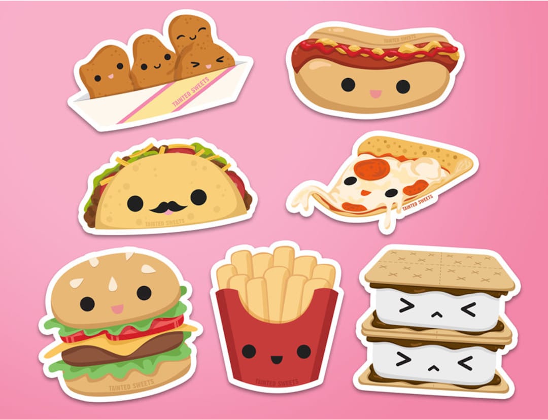 Kawaii Foods Waterproof Vinyl Stickers | Chibi Kawaii Stickers | Fan ...