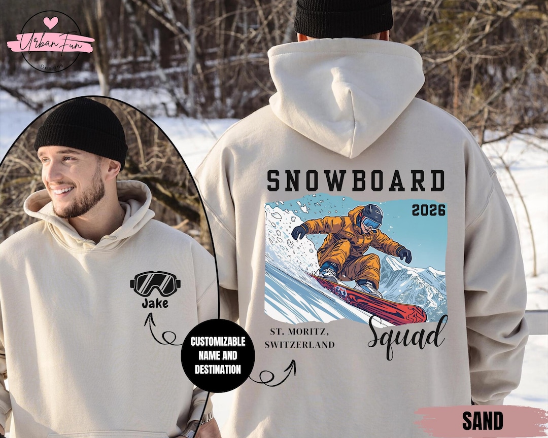 Custom Snowboarding Hoodie, Personalized Snowboard Squad Sweatshirt ...