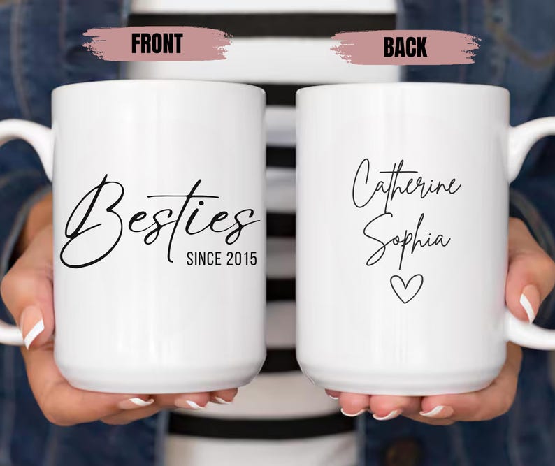Custom Besties Mug, Personalized Friendship Mug, Best Friend Gift for ...