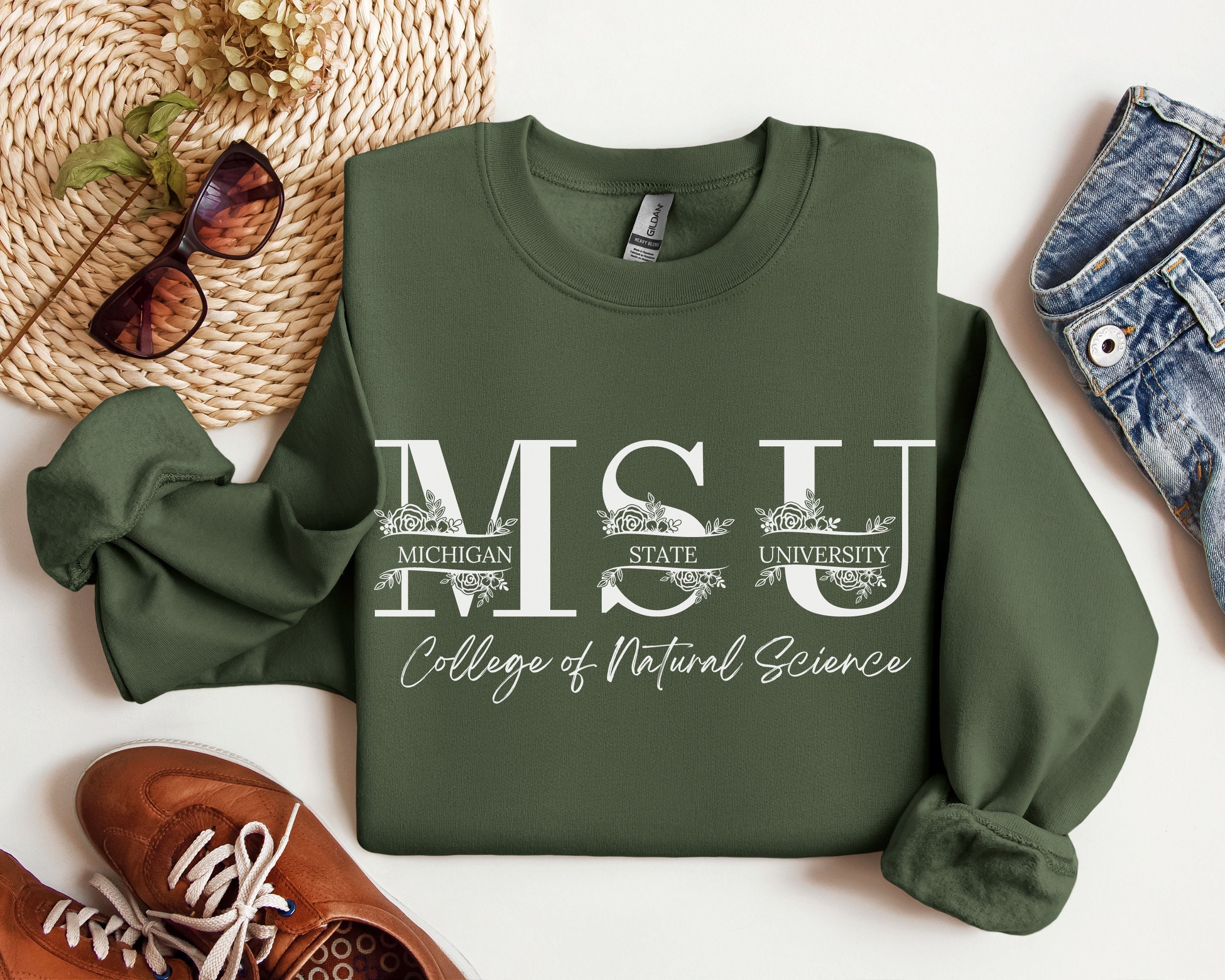Custom College Sweatshirt With Floral Letter, Custom University ...
