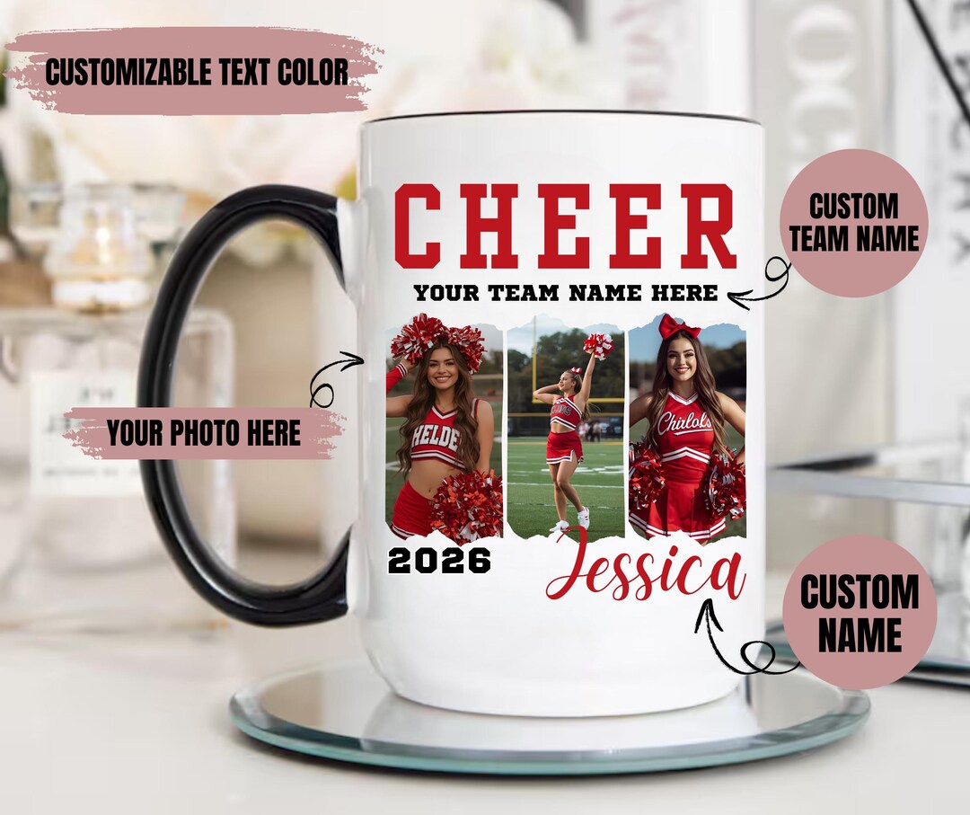 Custom Cheerleading Photo Mug Personalized Cheer Squad Coffee Cup Gift ...