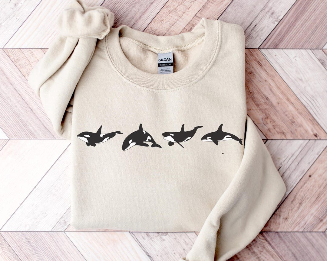 Orca Whales Sweatshirt, Vintage Whale Sweatshirt, Whale Lover Gift ...