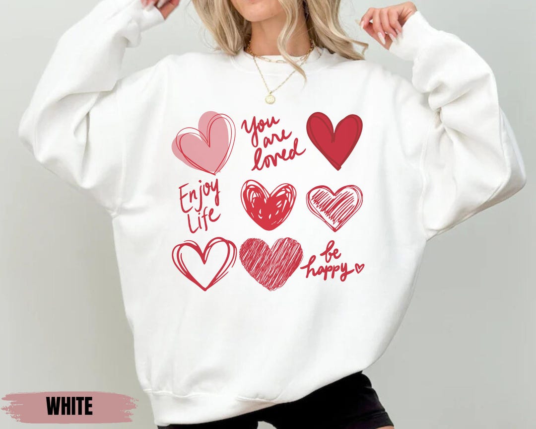 Womens Valentines Hearts Sweatshirt, Valentine's Day Shirt, Love Hearts Valentine, Valentine ...