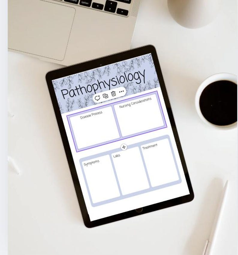 Blank Pathophysiology Worksheet | Nursing Student Study Tool | Digital ...
