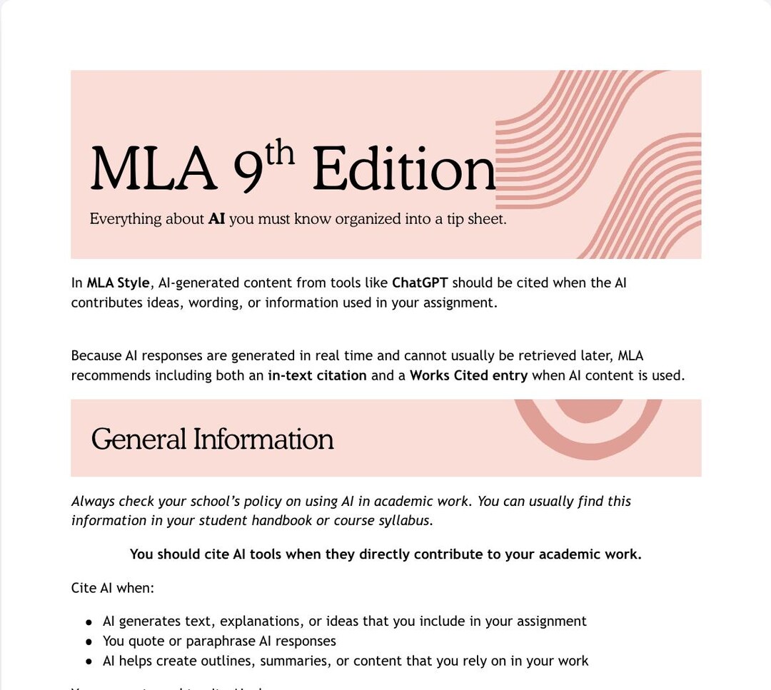 AI Citation in MLA 9th Edition Guide: Student Writing Resource ...