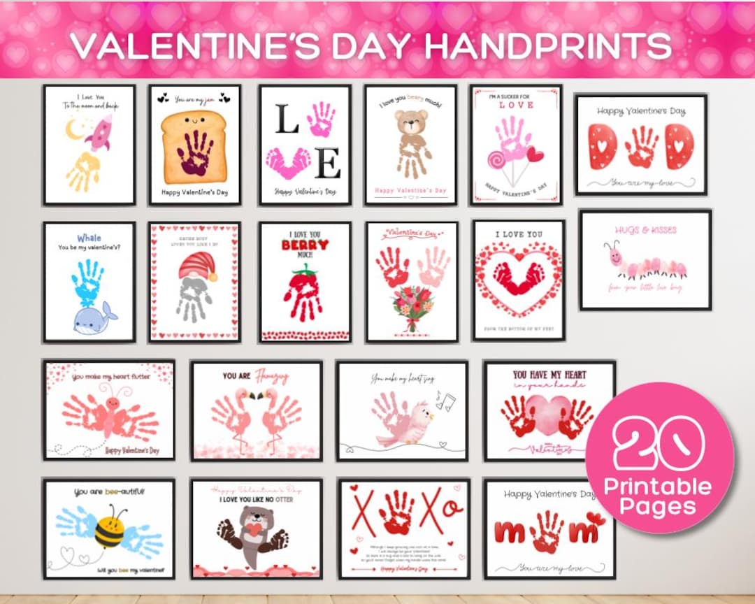 Valentine's Day Kids Handprint Craft Bundle 20 Heartwarming Printable ...