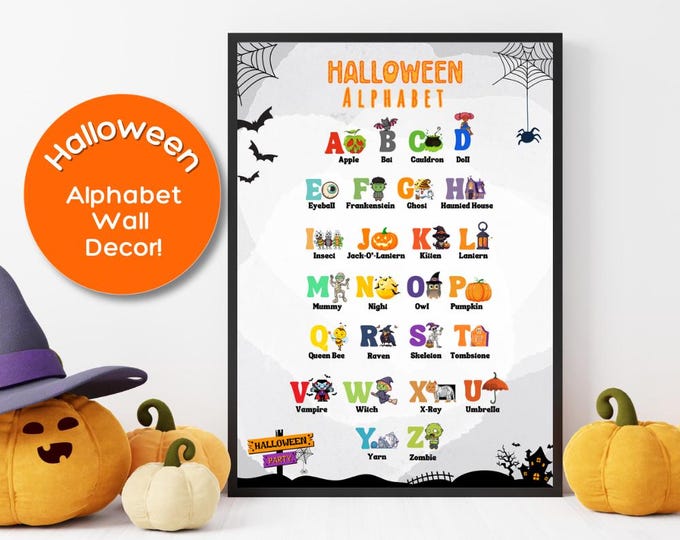 Monsters Alphabet Poster - ENGLISH - A to Z, BIG POSTER 13x19 Inches ...