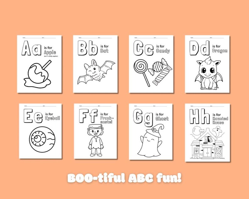 Halloween Alphabet Coloring Pages for Kids – Fun Spooky Abcs Activity ...
