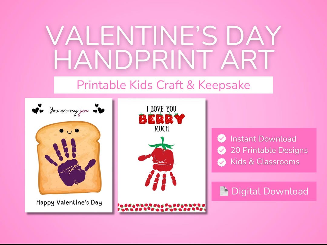 Valentine’s Day Handprint Art for Kids | Printable Valentine Craft ...