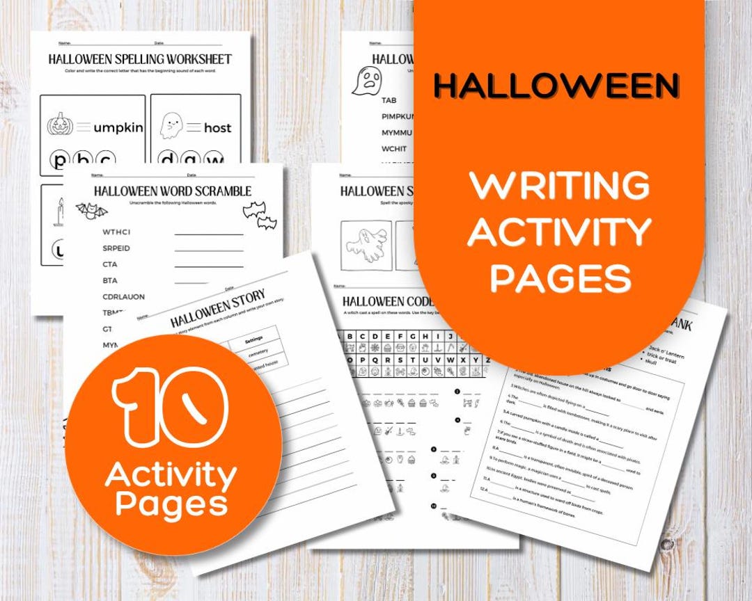 Halloween Word Scramble & Writing Pages Fun Halloween Activities for ...