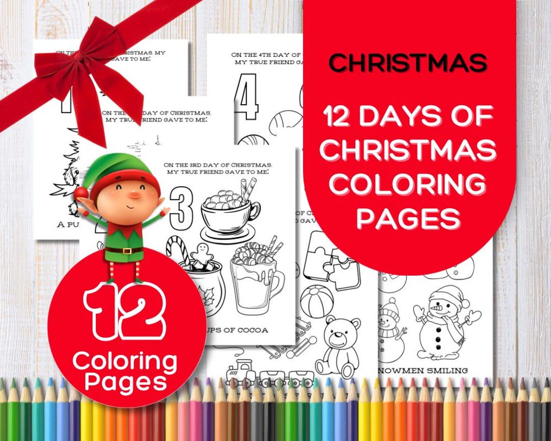 12 Days of Christmas Counting Coloring Pages | Printable Holiday ...