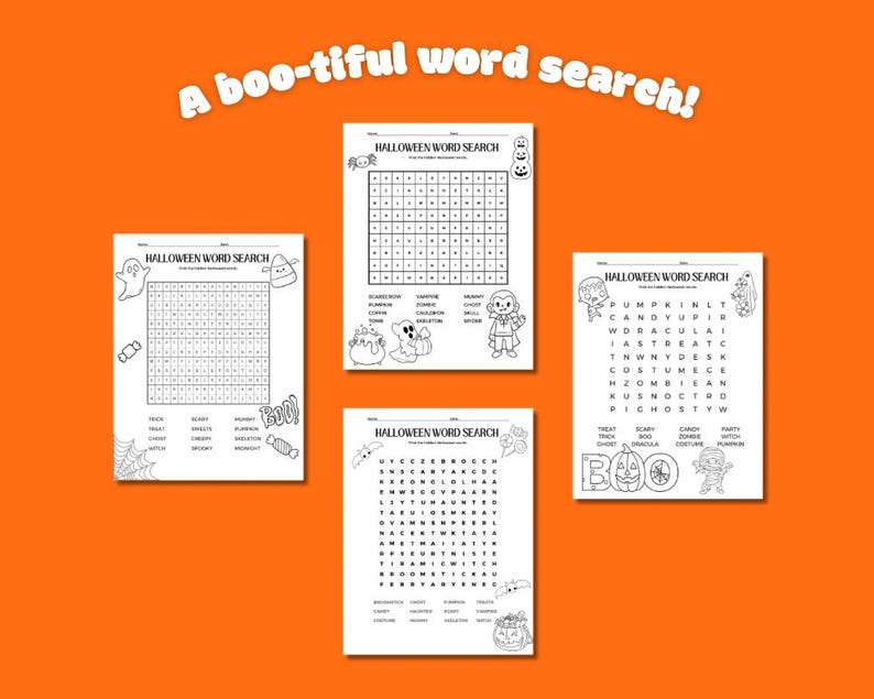 Halloween Word Search Coloring Pages – Elementary Activities (PDF) - Etsy