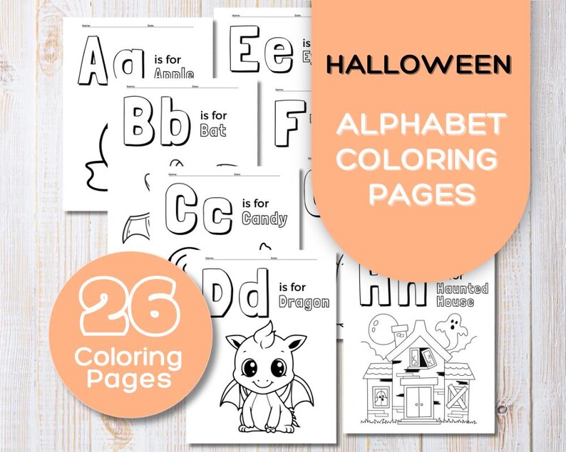 Halloween Alphabet Coloring Pages for Kids – Fun Spooky Abcs Activity ...