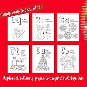 Christmas Alphabet Coloring Pages for Kids | Holiday Learning (digital ...