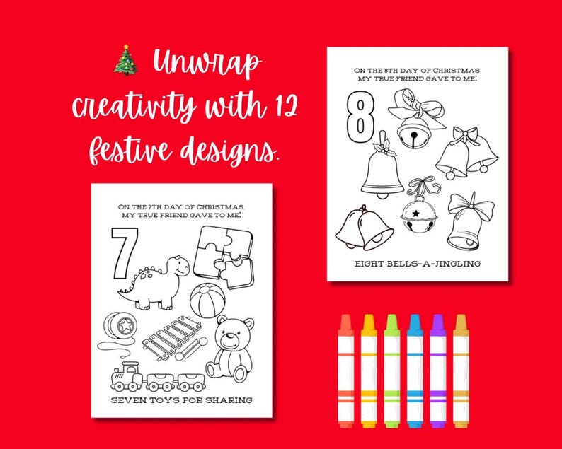 12 Days of Christmas Counting Coloring Pages | Holiday Kids Activity ...