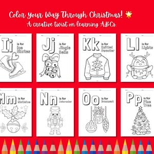 Christmas Alphabet Coloring Pages for Kids | Holiday Learning (digital ...