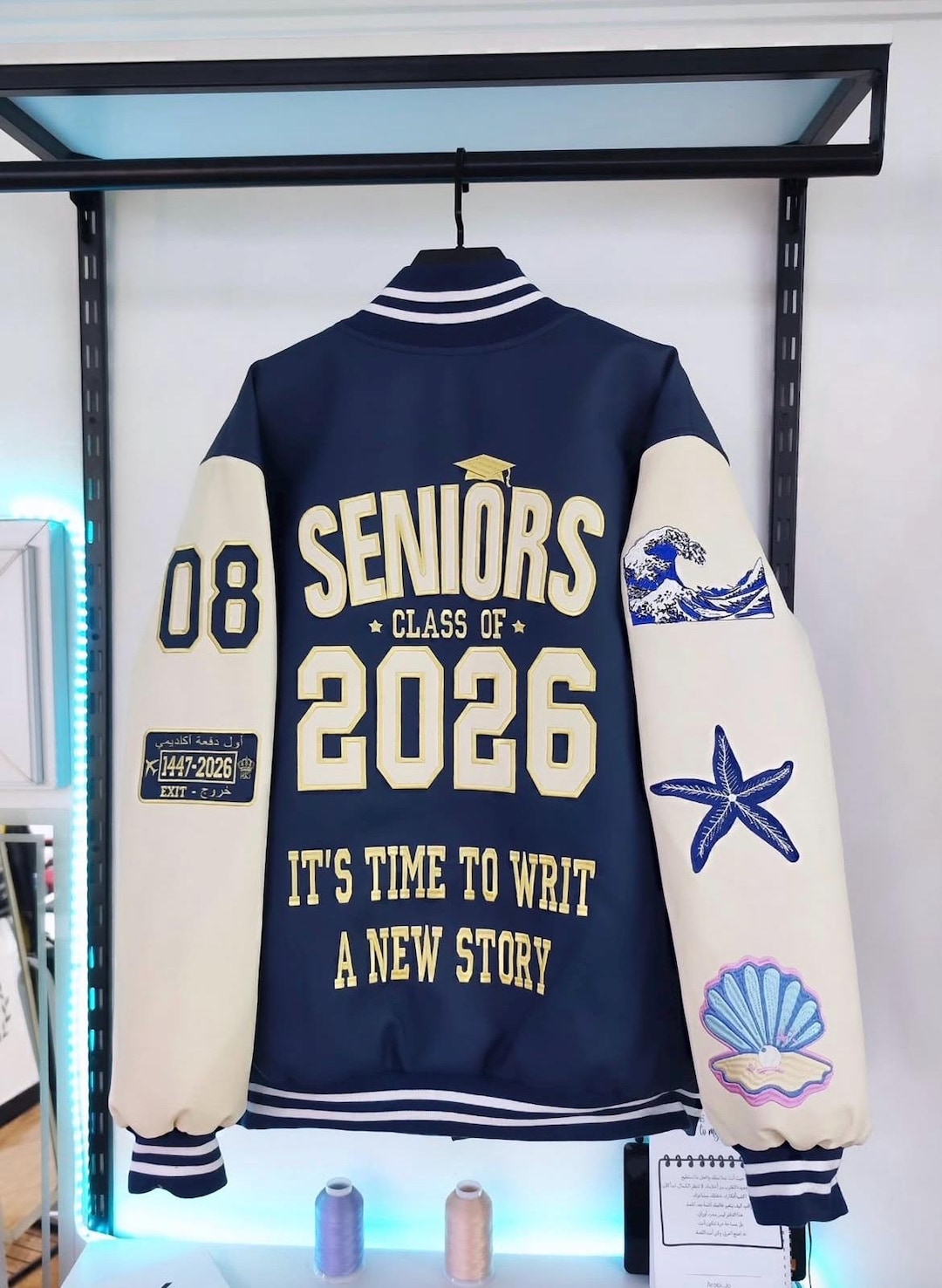 Custom Varsity Jacket - Letterman Bomber With Personalized Back Text ...