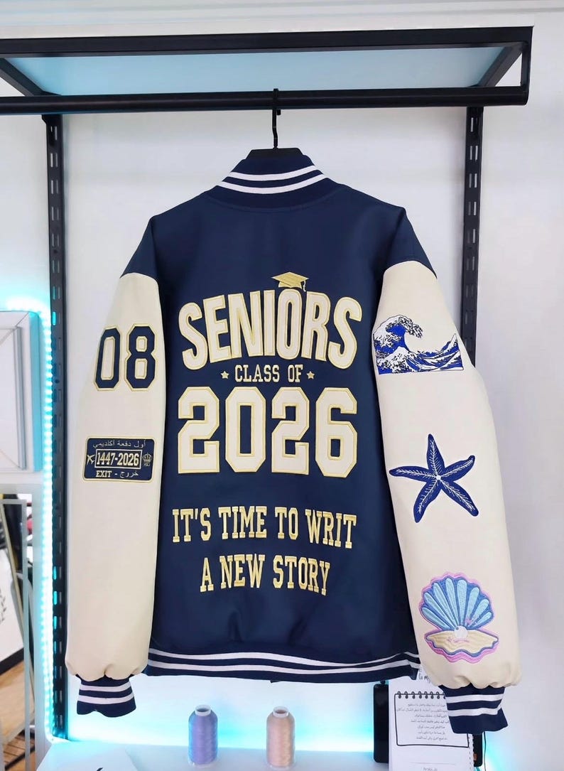 Custom Varsity Jacket - Letterman Bomber With Personalized Back Text ...