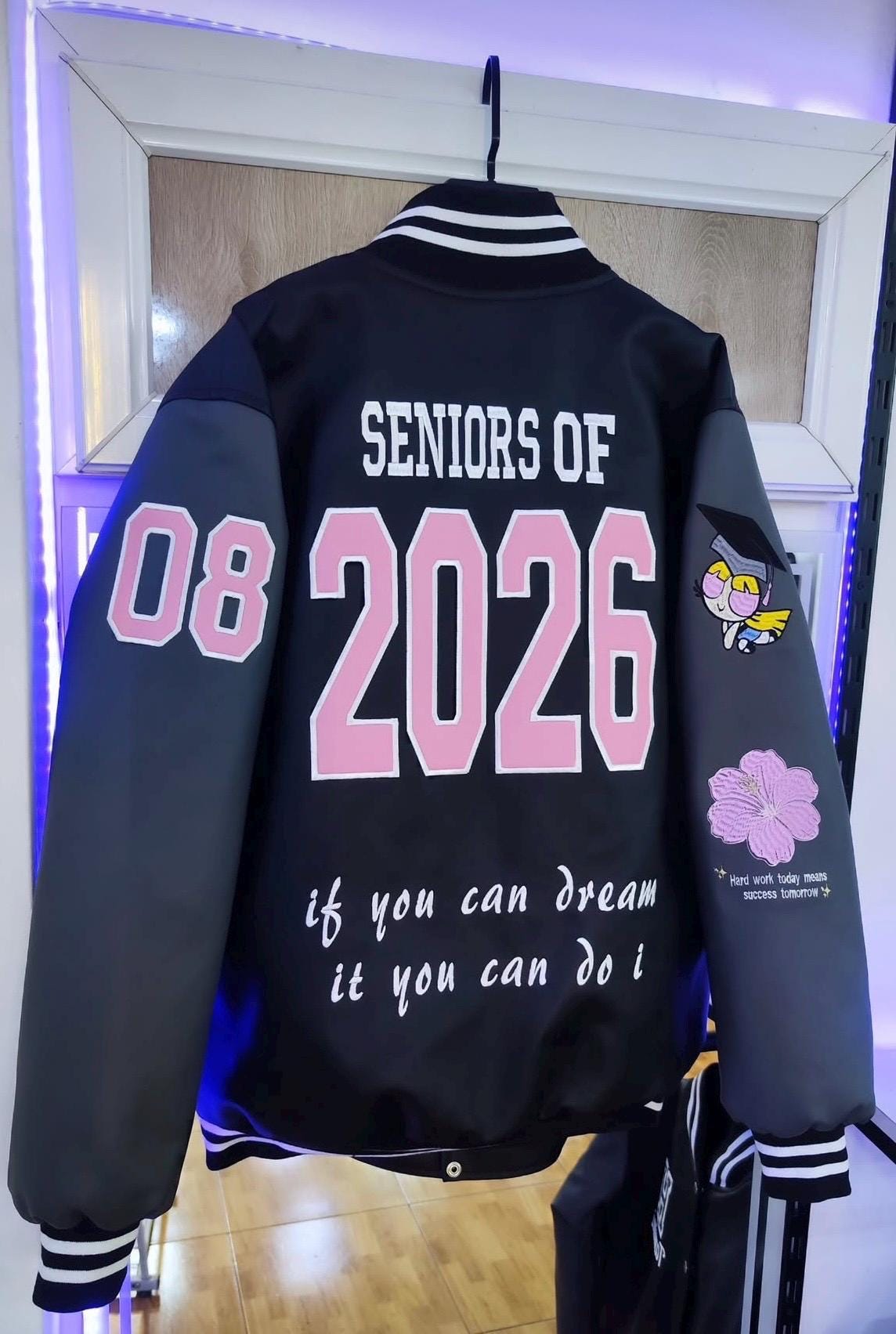 Custom Varsity Jacket - Letterman Bomber With Personalized Back Text ...