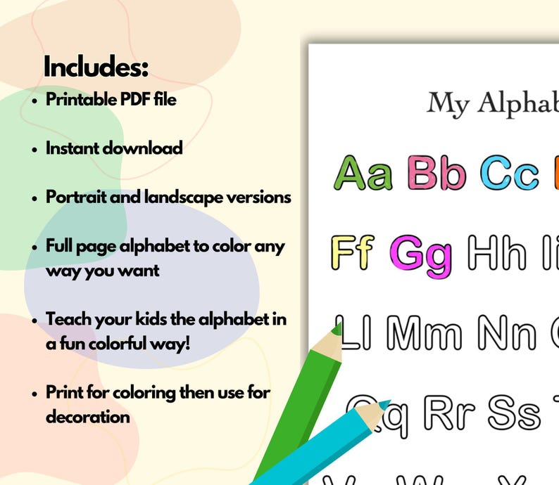 Coloring Alphabet Poster for Kids | Printable Alphabet for Coloring ...