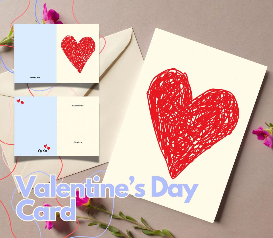 Valentine's Day Printable Card | Big Red Heart Valentine's Day ...
