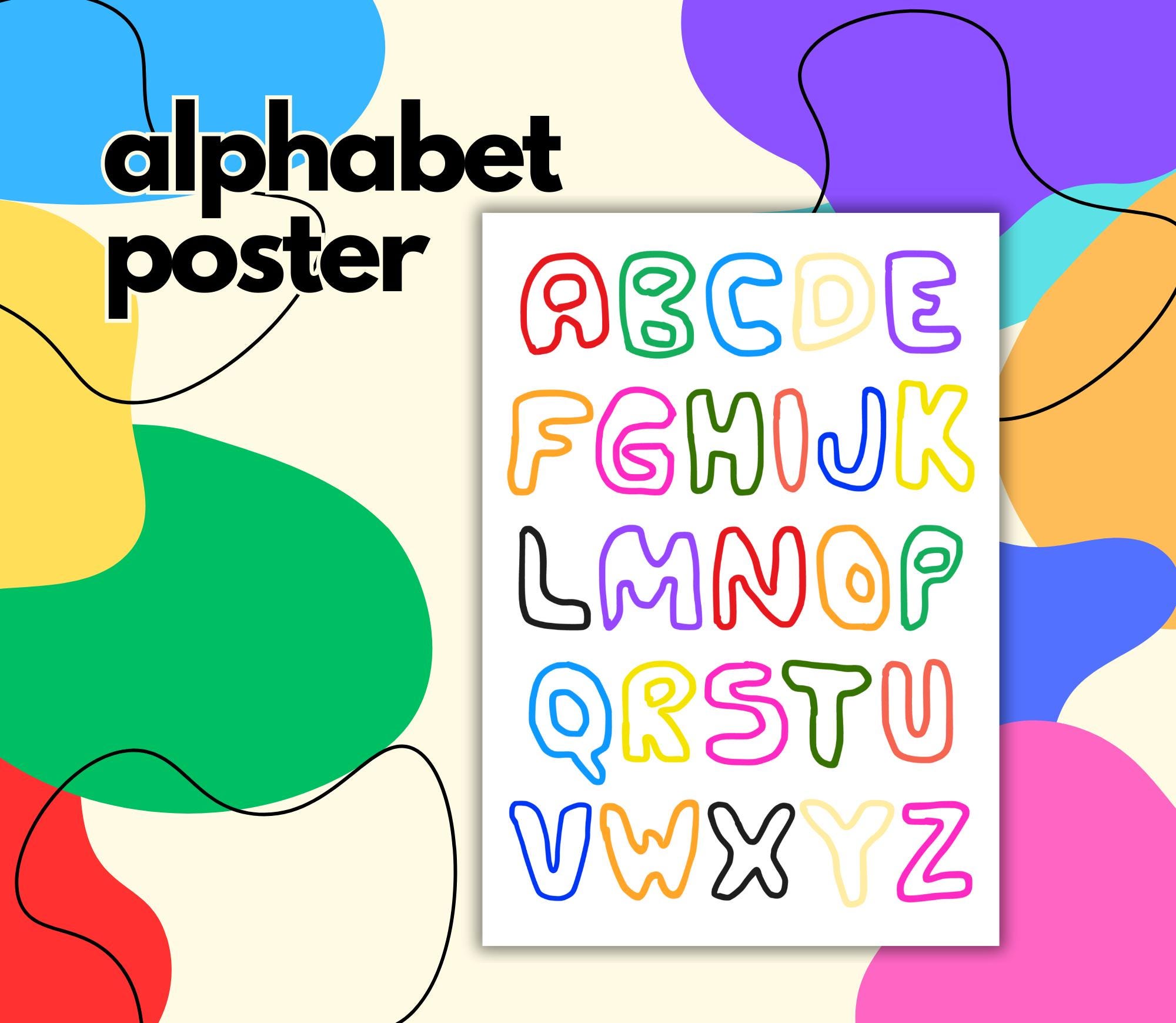 Printable Alphabet Poster for Kids | Fun Educational Decoration for ...